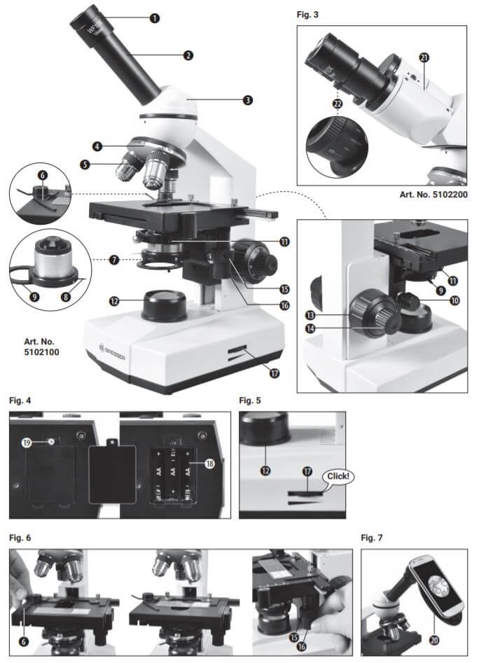 Microscope monoculaire Erudit basic 40x à 400x Bresser
